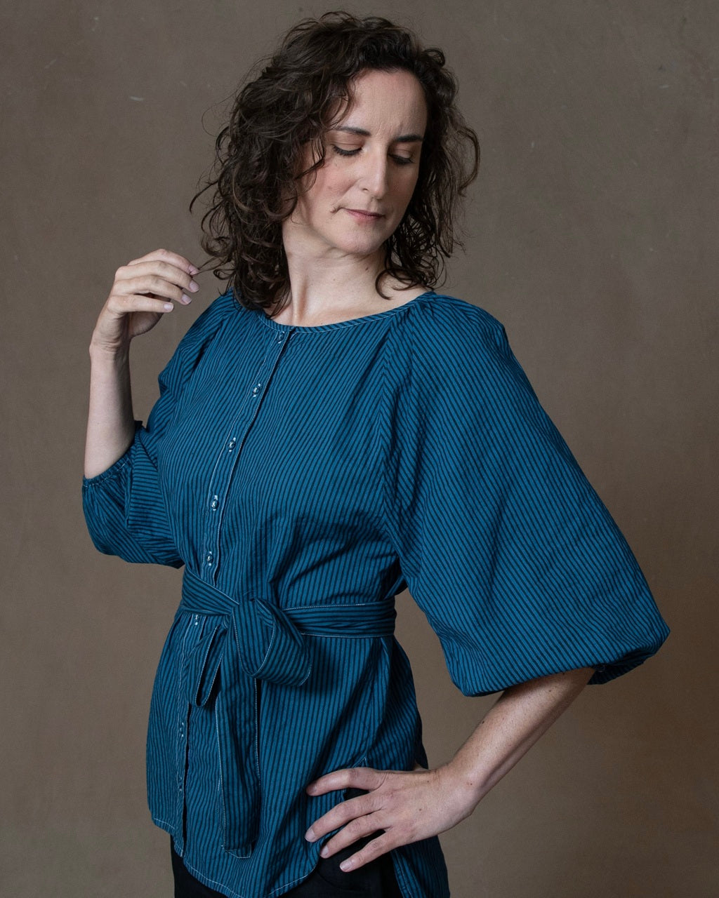 Lucie Dark Teal Organic Cotton Shirt – Eva Cassis